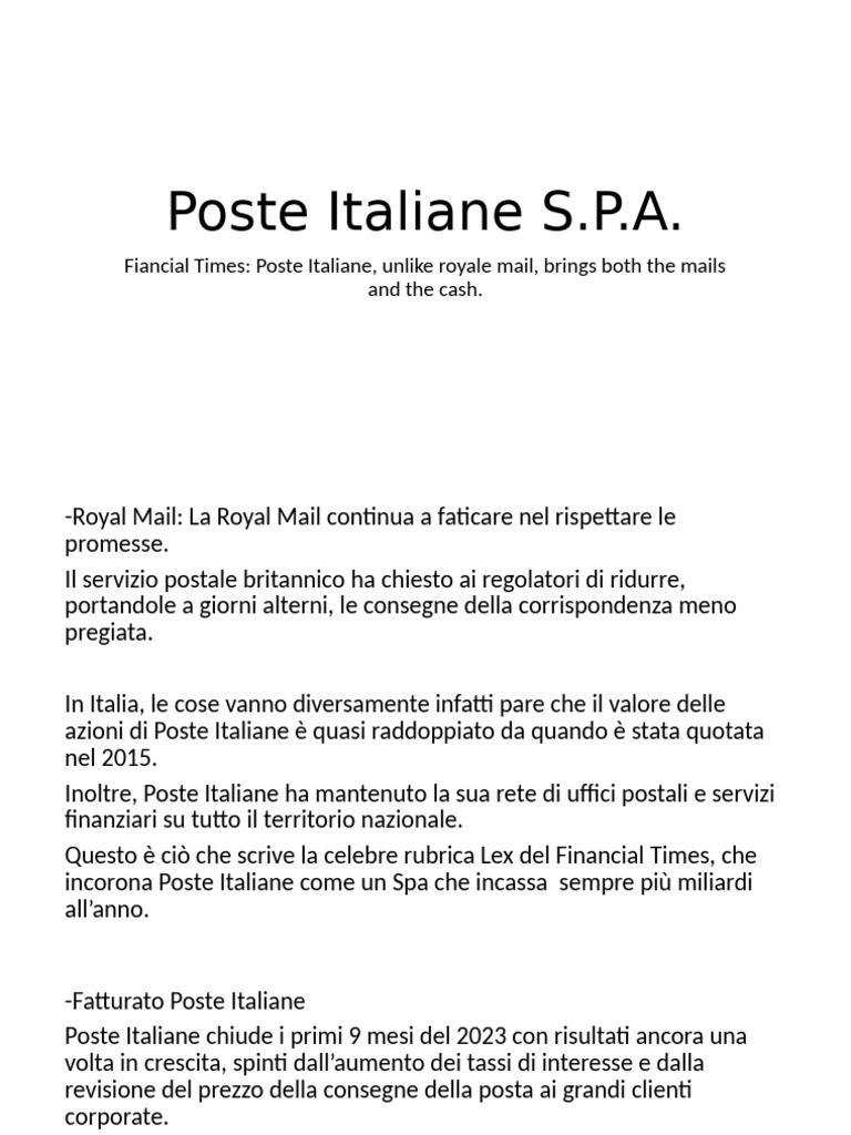 Poste Italiane Spa | PDF