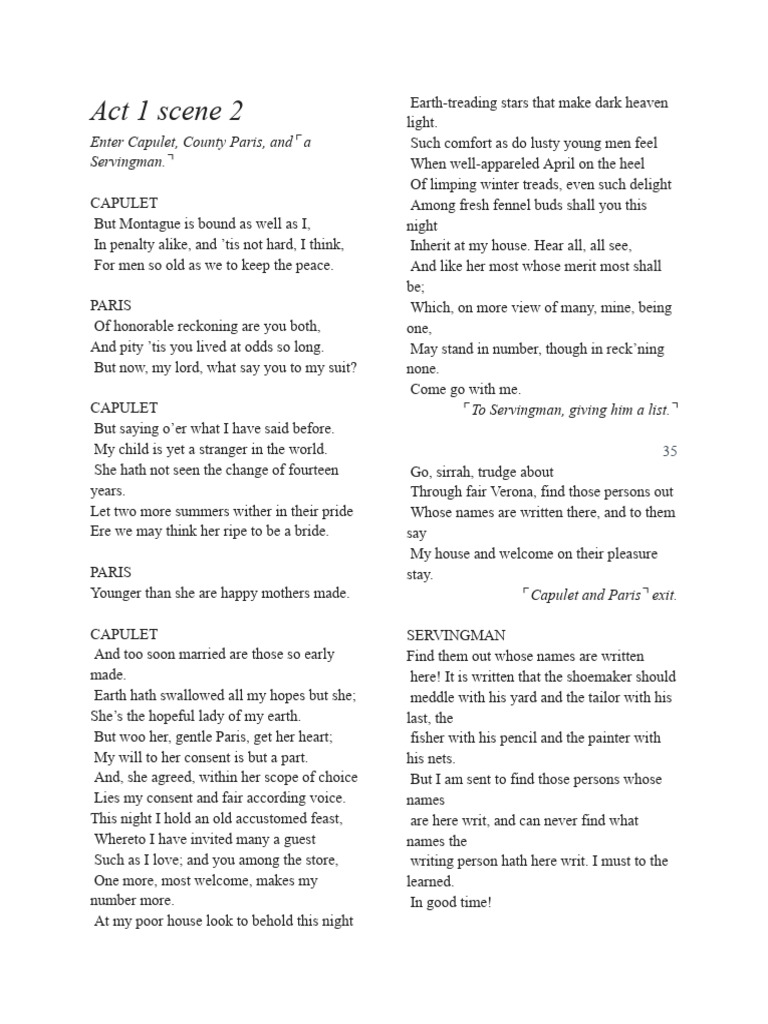 Romeo and Juliet Act 1 SC 2 | PDF