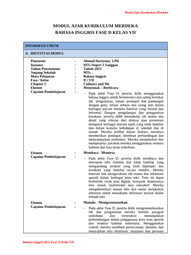 MODUL-ASESMEN-LKPD Unit 1 Chapter 2 | PDF
