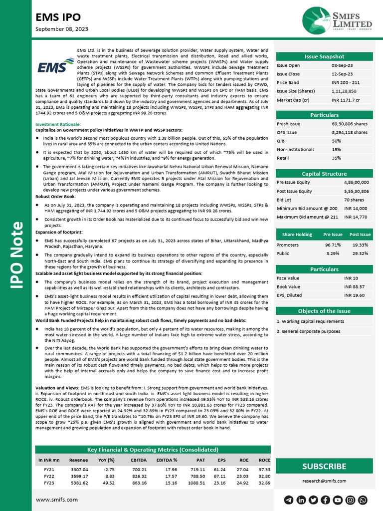 Ems LTD - Ipo Note | PDF