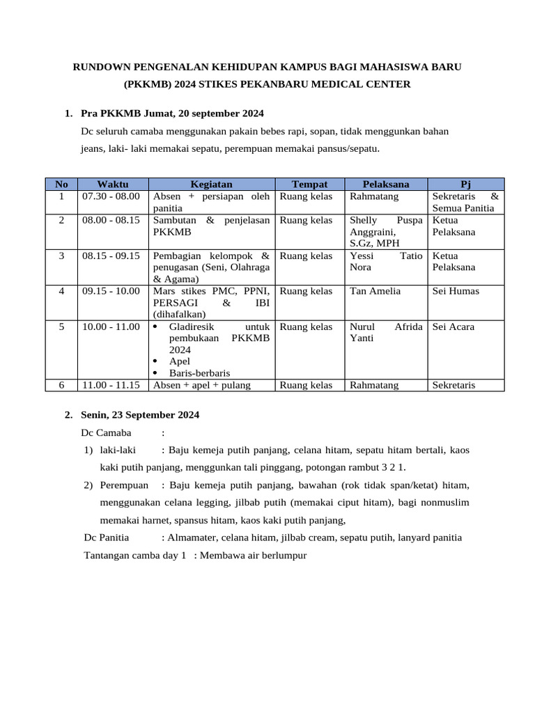 Rundown 1 PPKMB 2024 | PDF