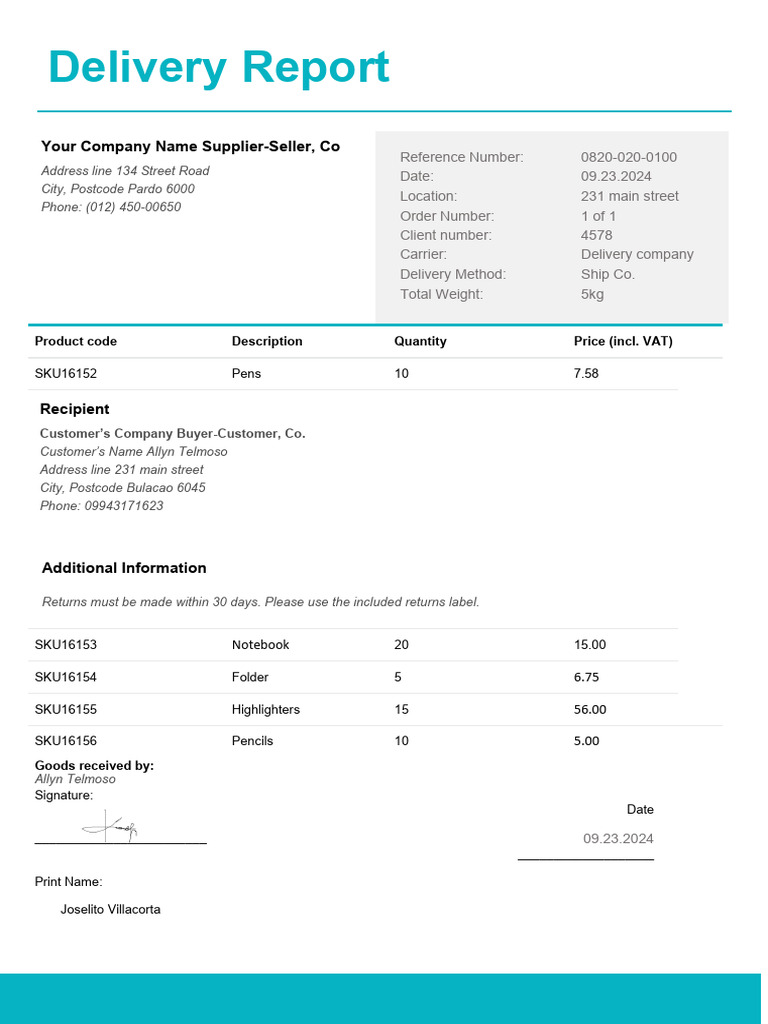 Hipolito AIS Delivery-Report-2 | PDF | Receipt | Economies
