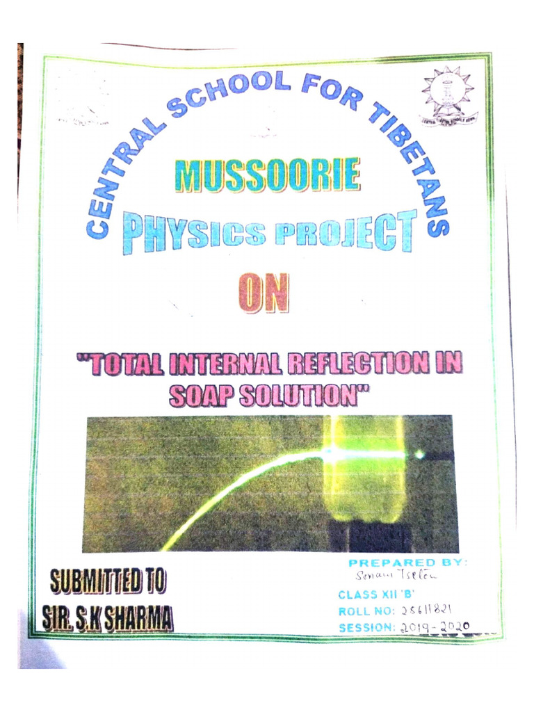 Total Internal Reflection by Soap Solution | PDF