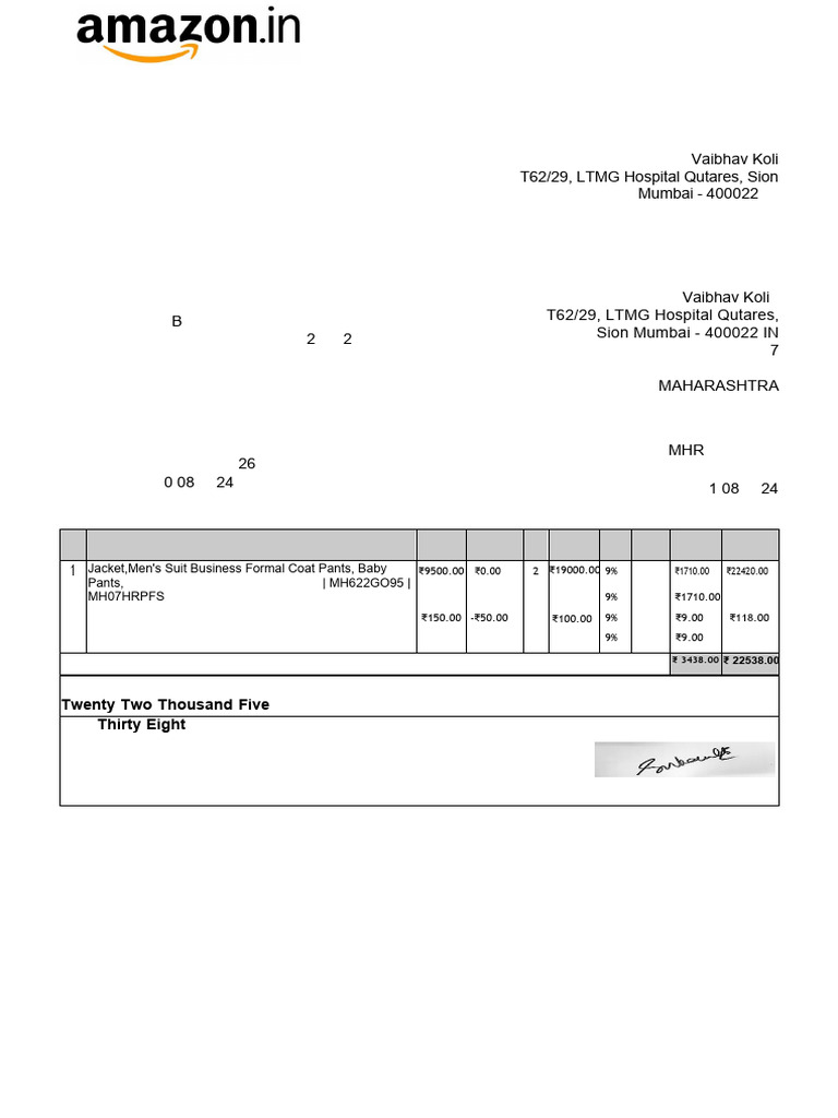 Amazon Bill MHR7-3265758 | PDF