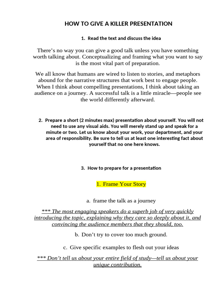 How To Give A Killer Presentation2 | PDF