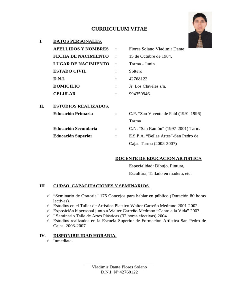 CURRICULUM VITAE-VLADIMIR DANTE | PDF