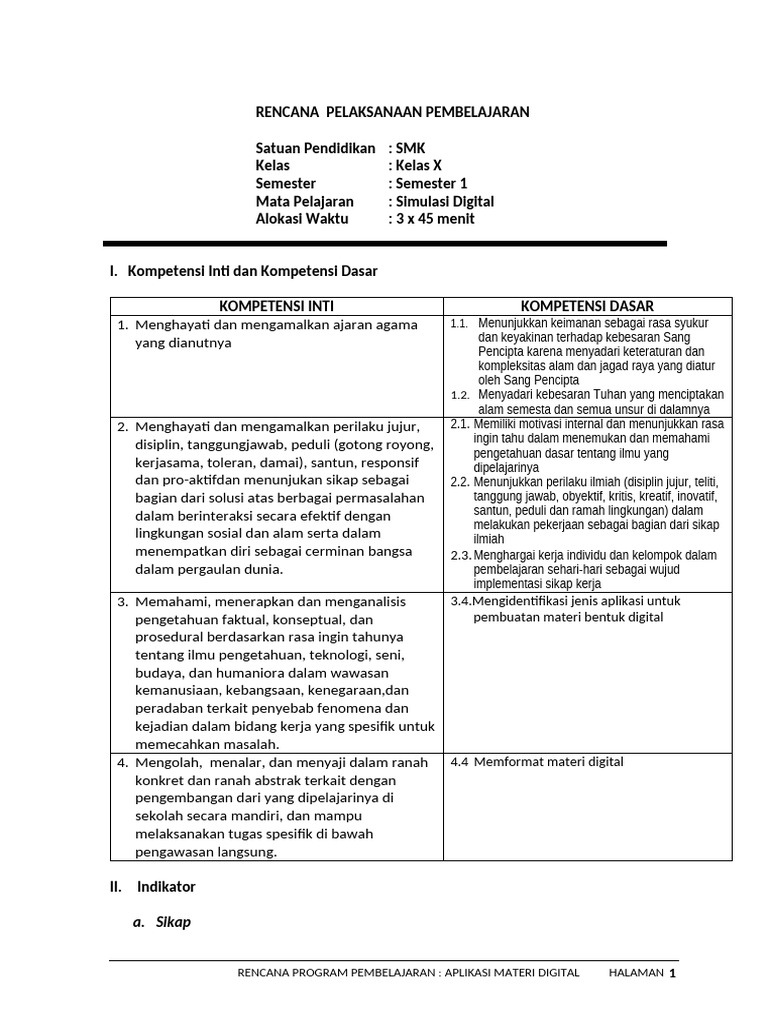 RPP 4 Aplikasi Materi Digital | PDF