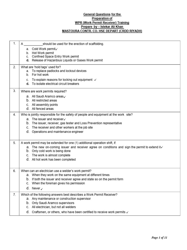 Work Permit Receiver WPR Trainingpdf | PDF