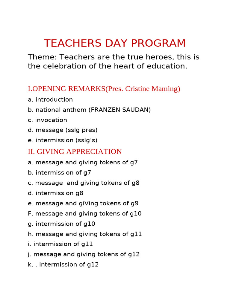 Teachers Day Program | PDF