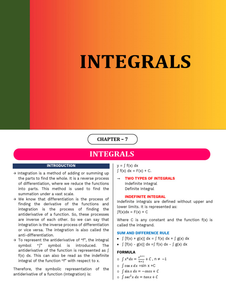 Class 12 Integration Methods Explained | PDF | Integral | Teaching ...