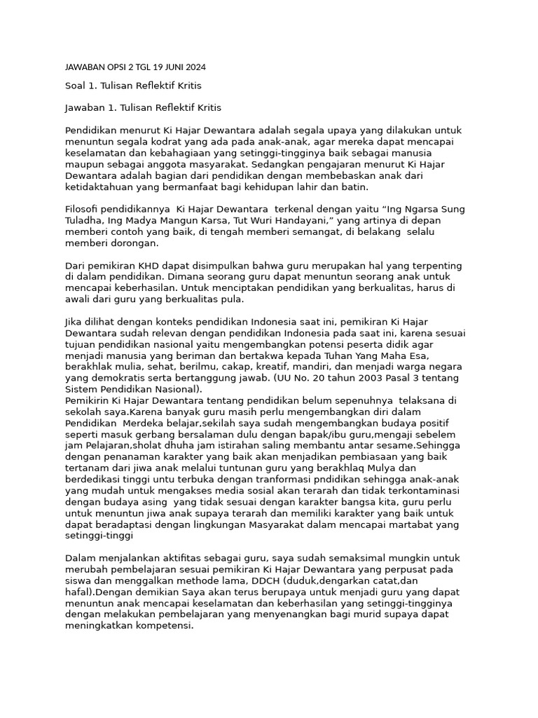 Jawaban Opsi 2 TGL 19 Juni 2024 | PDF