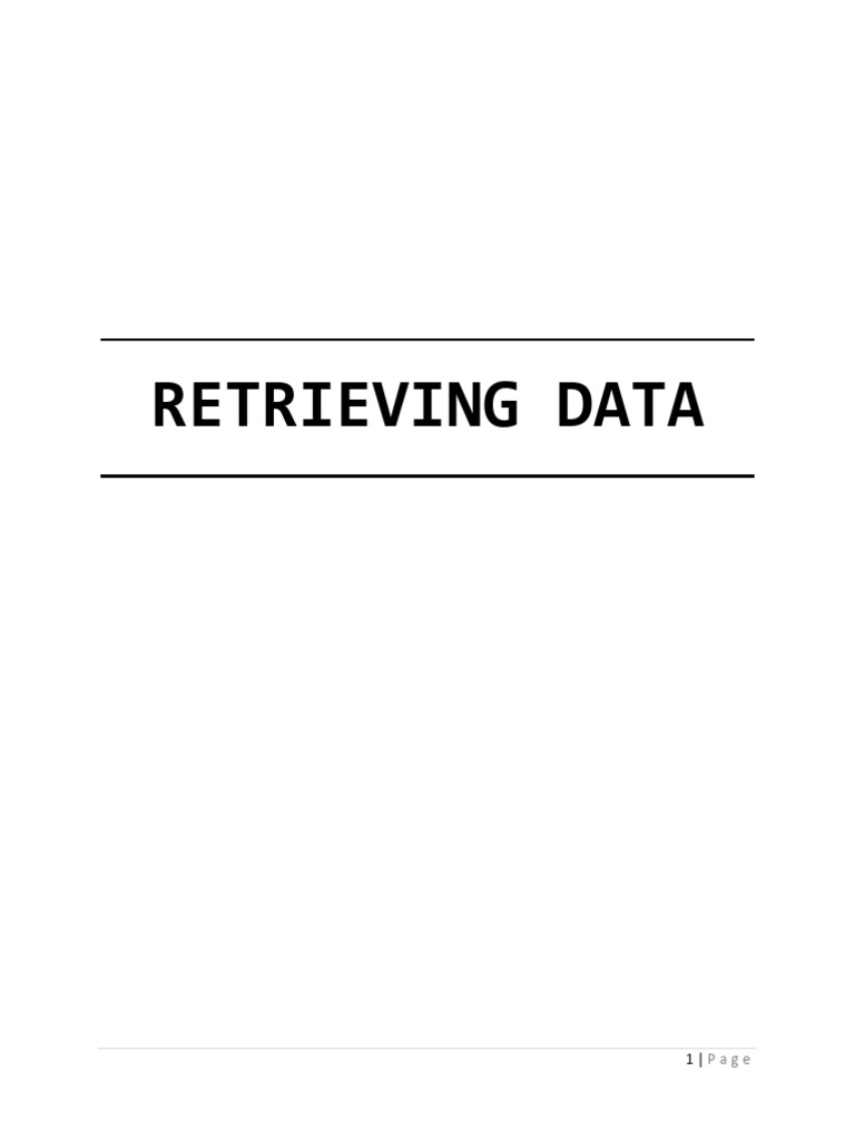 Retrieving Data | PDF