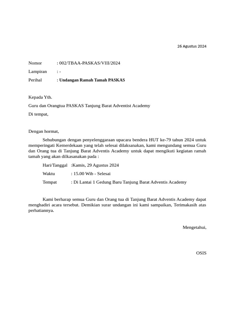 Ramah Tamah Paskas | PDF