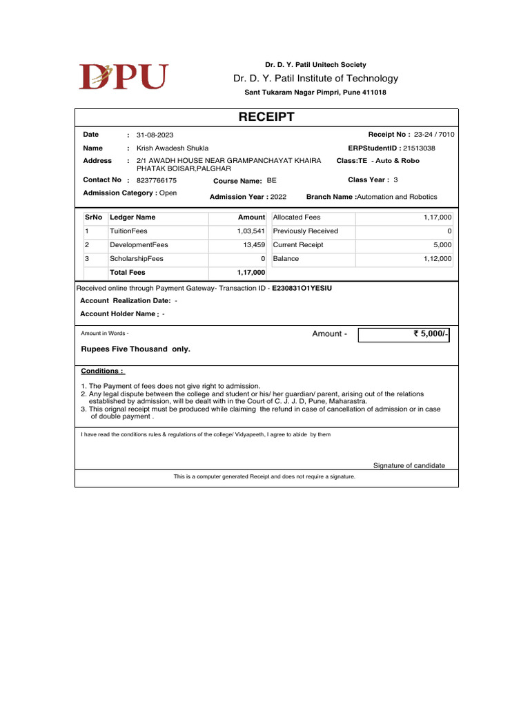 Tution fees | PDF Tution fees | PDF