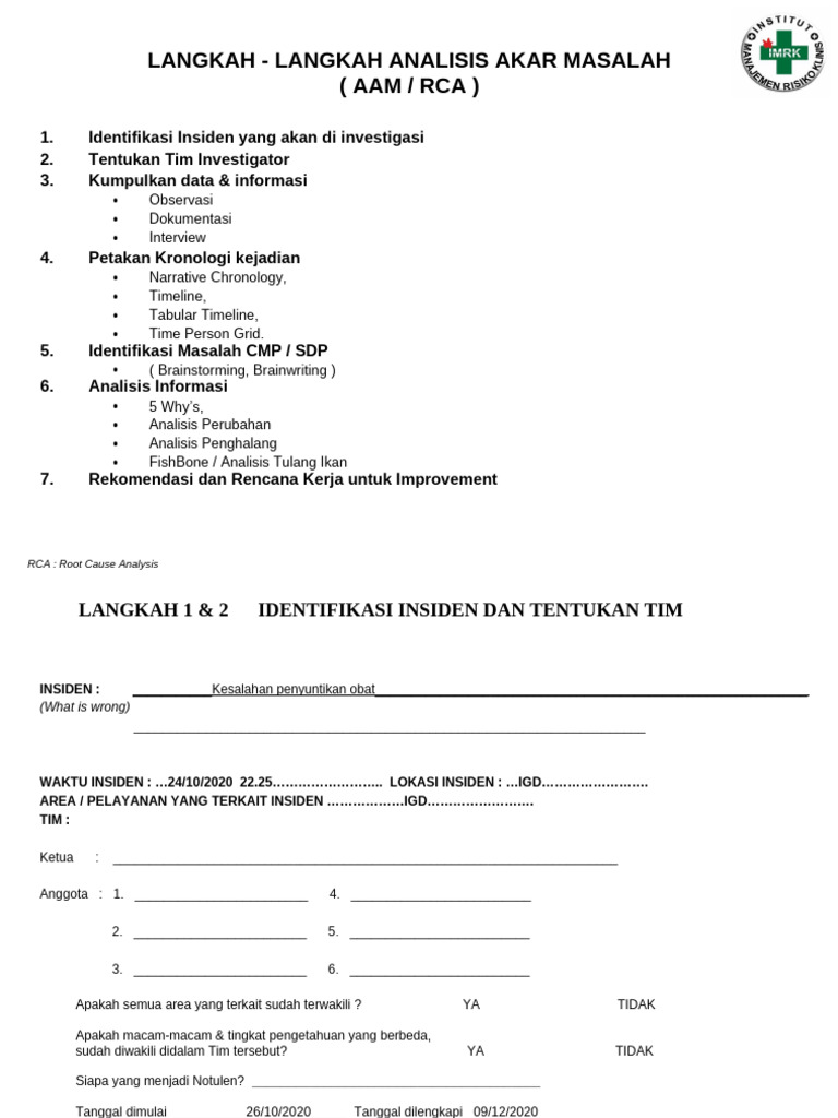 Form Studi Kasus RCA UTS 1 | PDF