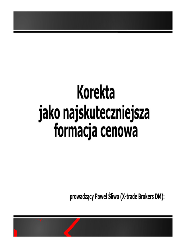 Korekta Jako Najskuteczniejsza Formacja Cenowa. Prowadzący Paweł Śliwa ...