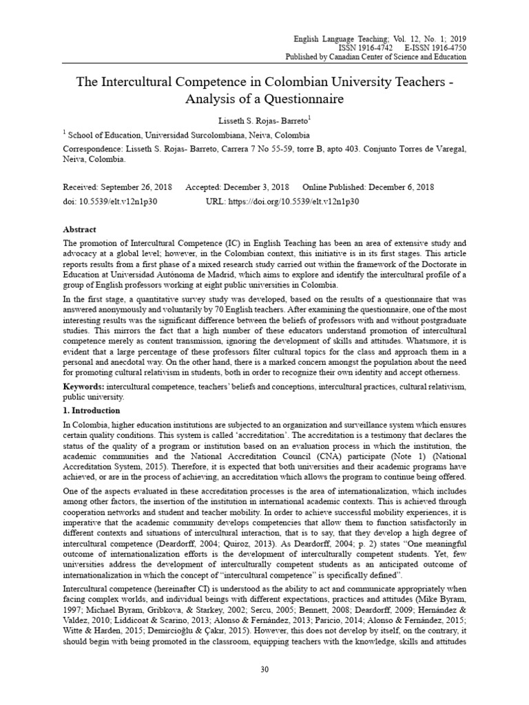 2019_The IC in Columbian Uni_An Analysis of Questionnaire | PDF