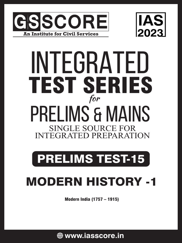 Gs Score - Its2023 Pts Test 15 Modern History 1 | PDF