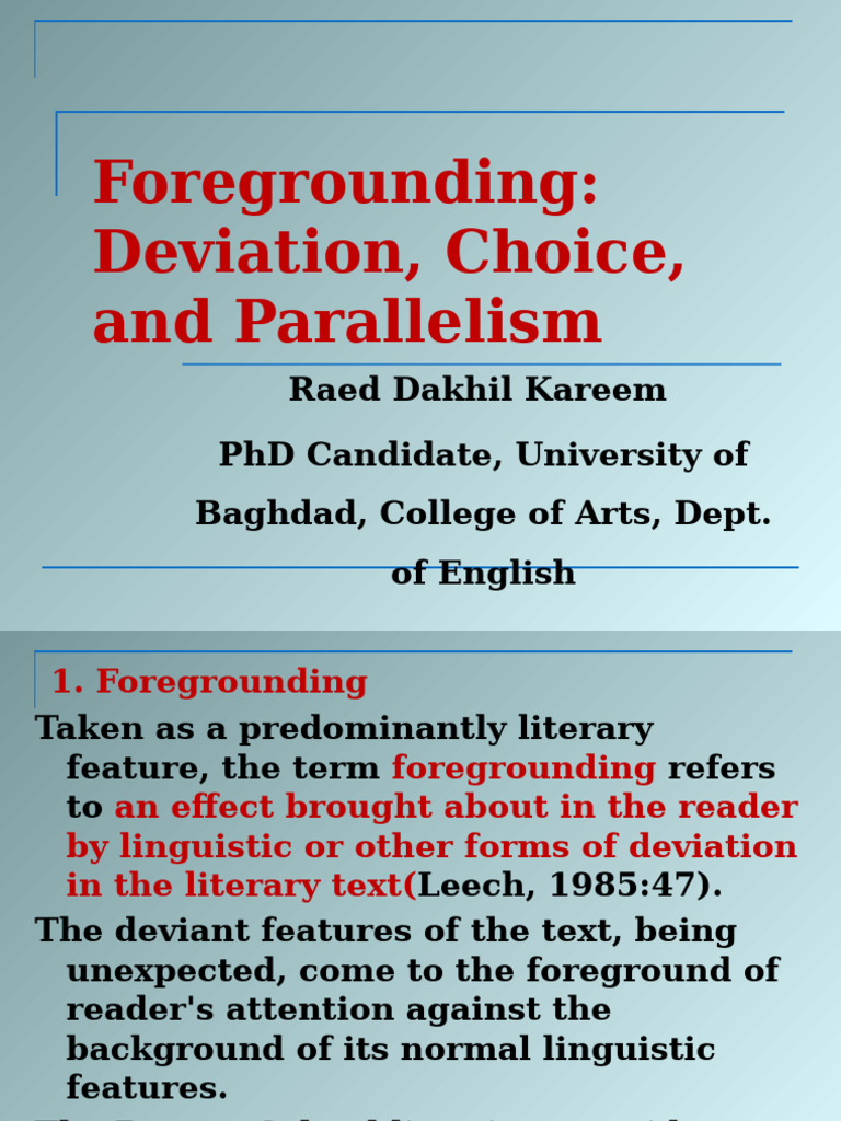 Types of Foregrounding | PDF
