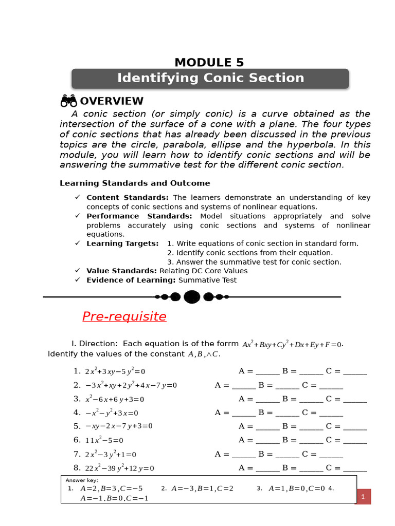 Conic Section | PDF