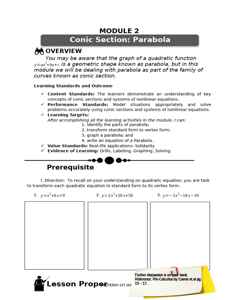 Conic Section: Parabola | PDF