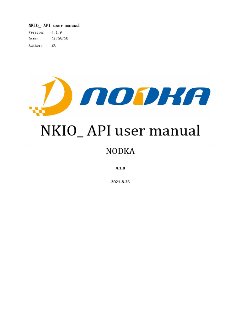 NKIO - API User Manual - V4.1.9 | PDF NKIO - API User Manual - V4.1.9 | PDF