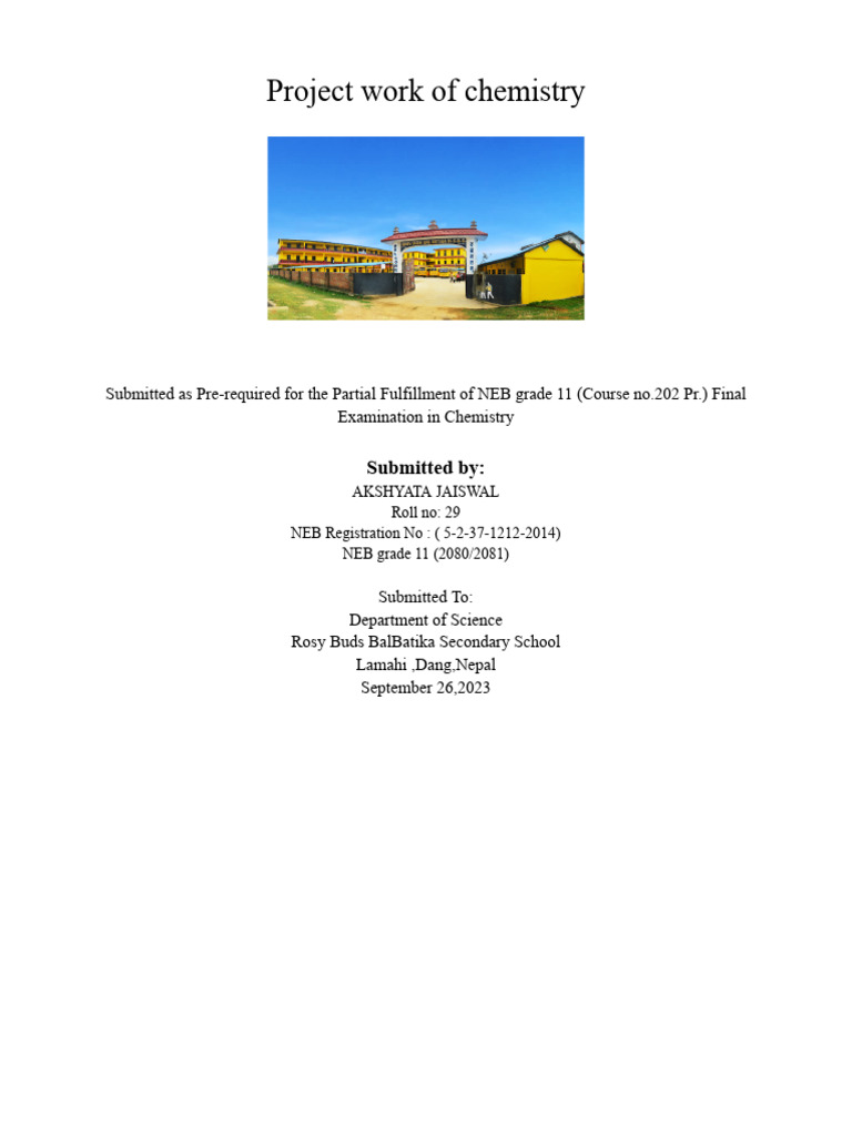 0 - Project Work For Chemistry | PDF | Periodic Table | Chemical Elements