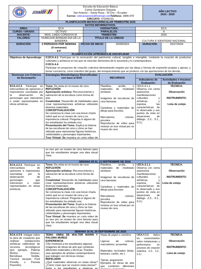 Planificación Micro 2 - Dua .... Eca - 8vo-Sept | PDF