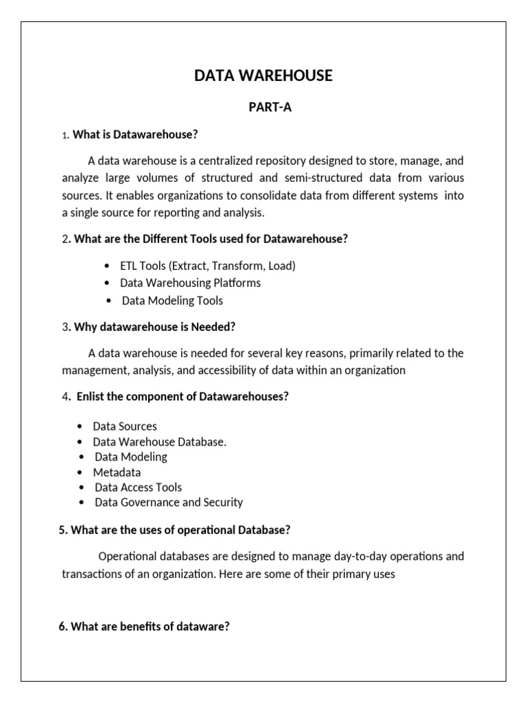 Data Warehouse CCS341 | PDF