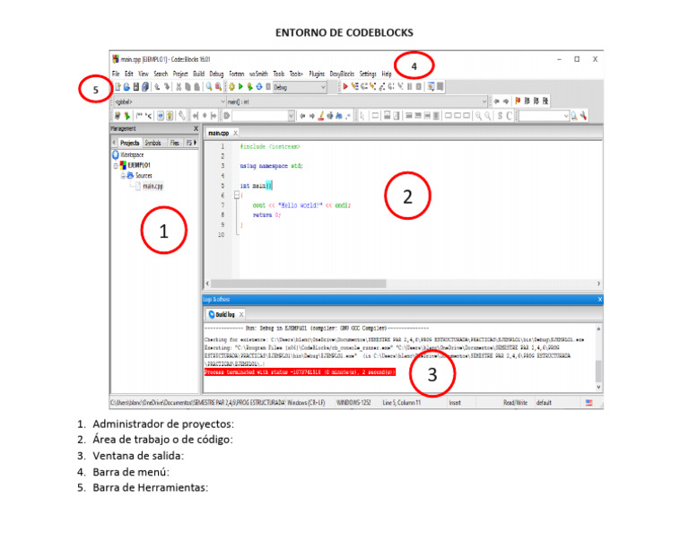 entorno de codeblocks | PDF