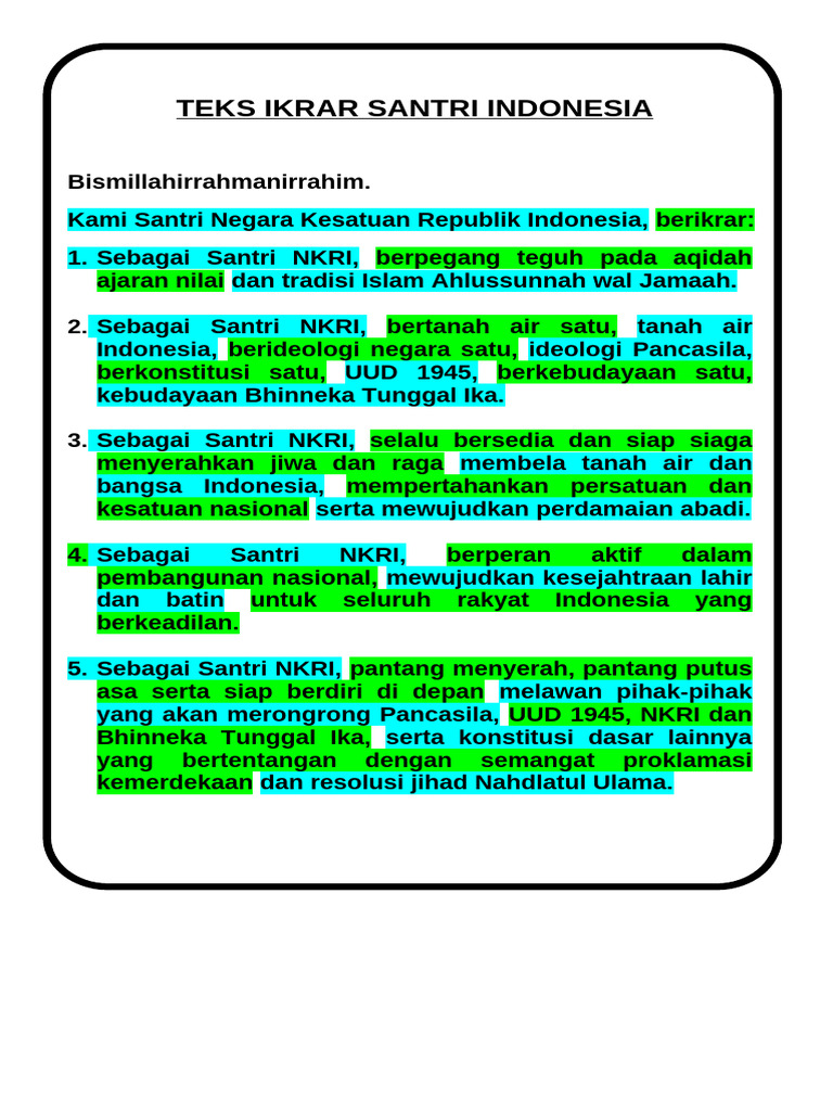 Teks Ikrar Santri Indonesia | PDF
