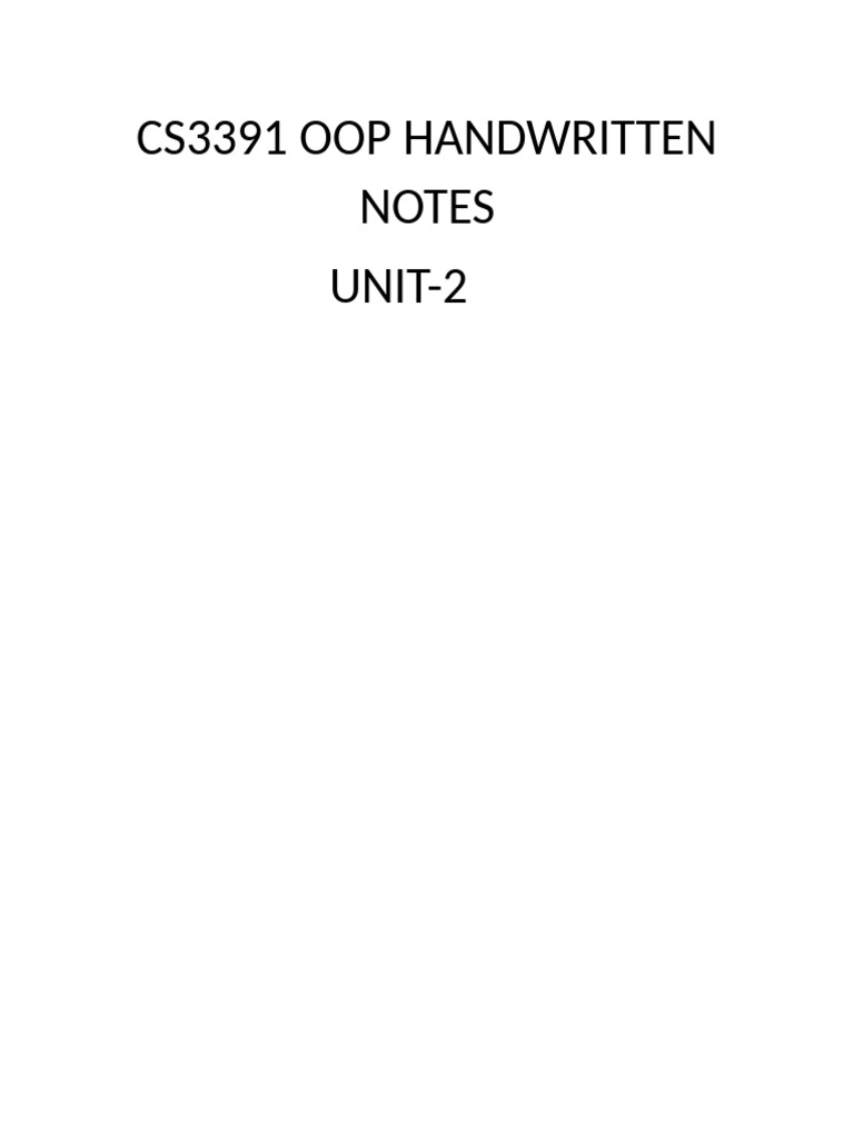 Iii - Cse - CS3391 - Oop - Unit 2 | PDF | Home & Garden