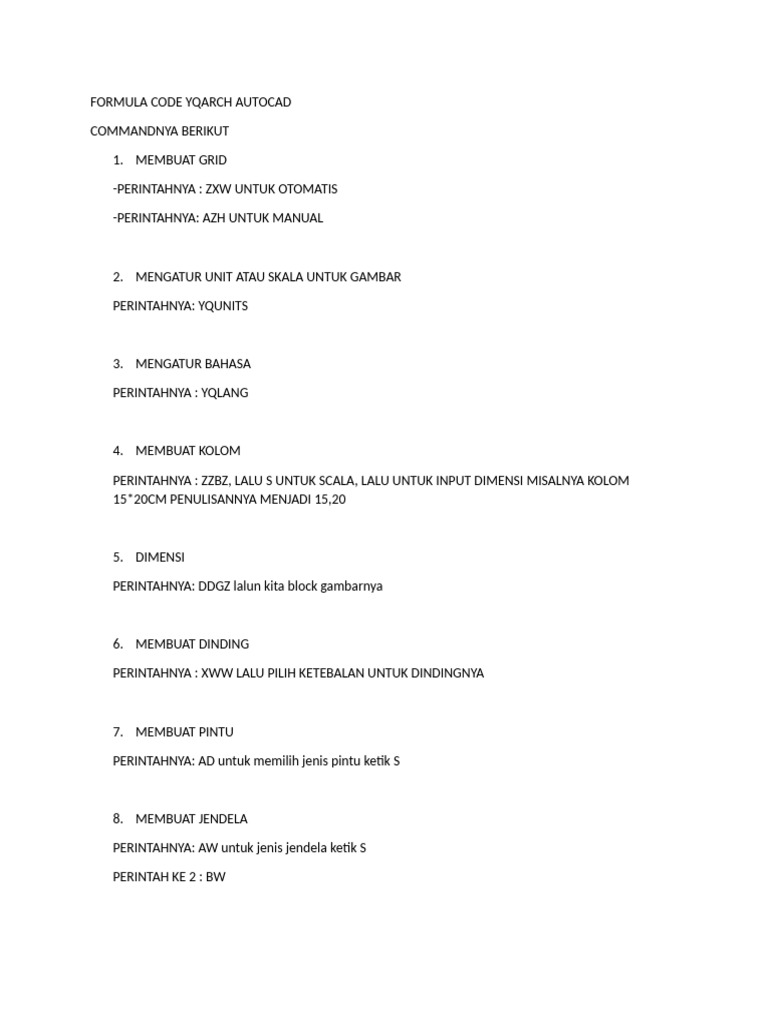 Formula Code Yqarch Autocad | PDF