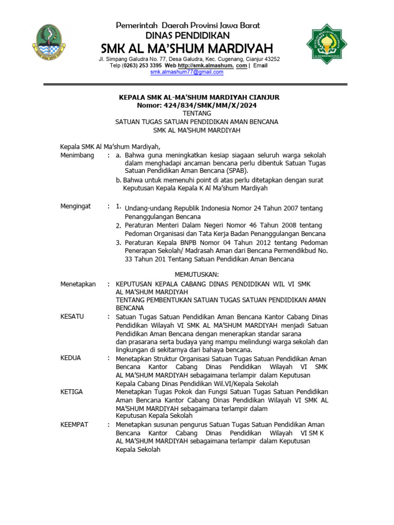 SK Spab SMK Al Mashum Mardiyah Cianjur | PDF