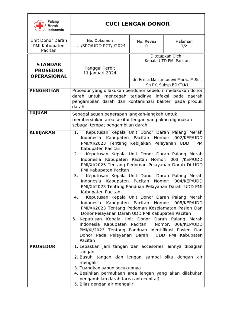 Cuci Lengan Donor | PDF