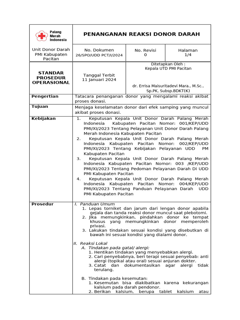 Penanganan Reaksi Donor | PDF