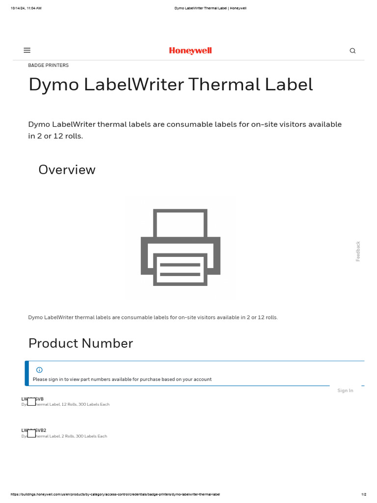 Dymo LabelWriter Thermal Label - Honeywell | PDF