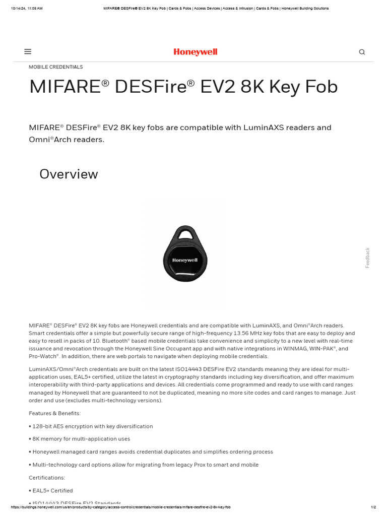 MIFARE® DESFire® EV2 8K Key Fob _ Cards & Fobs _ Access Devices _ Access & Intrusion _ Cards ...