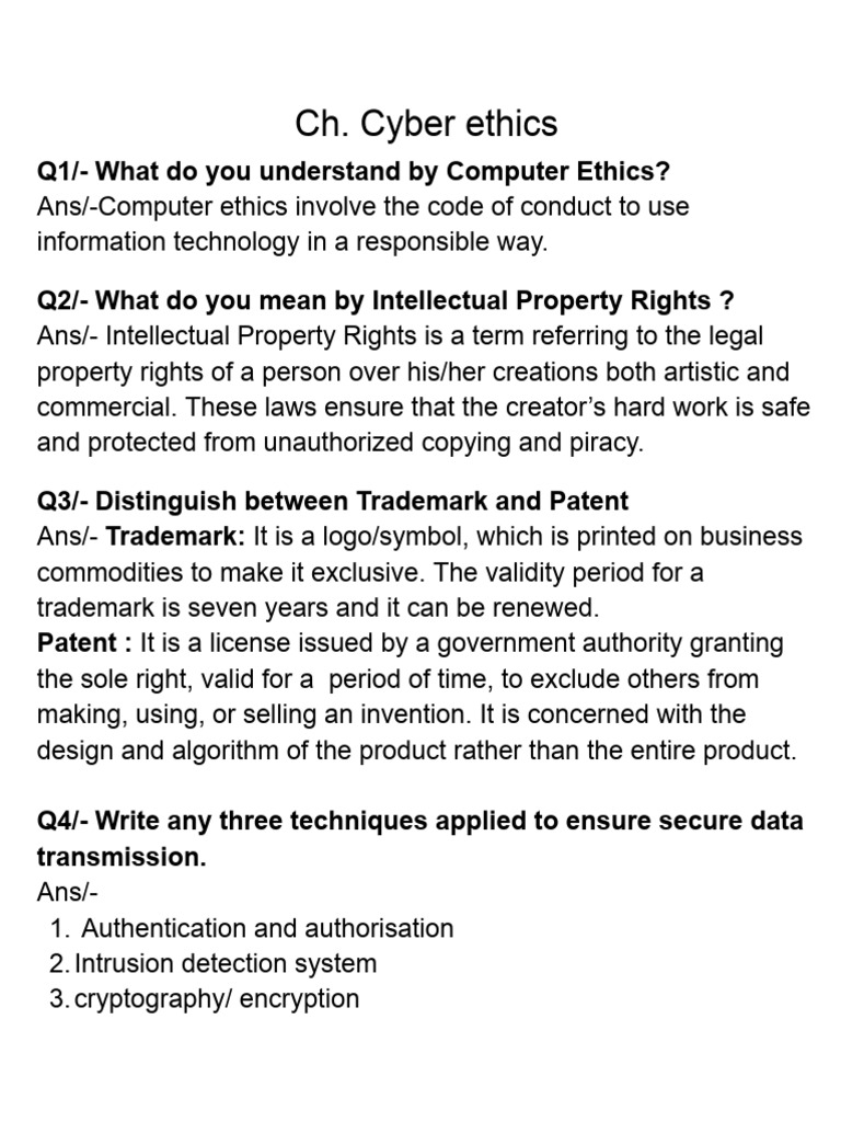 Ch. Cyber Ethics | PDF