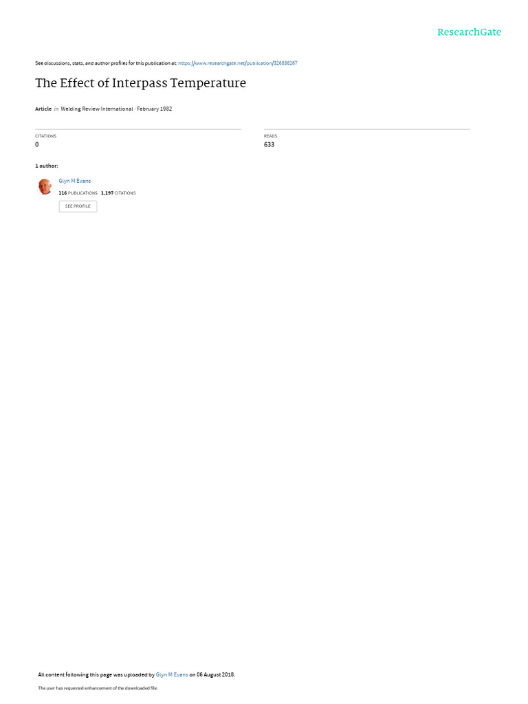 The Effect Of Interpass Temperature Pdf