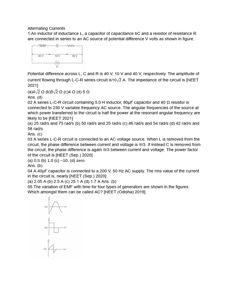 Alternating Currents | PDF | Electrical Network | Capacitor