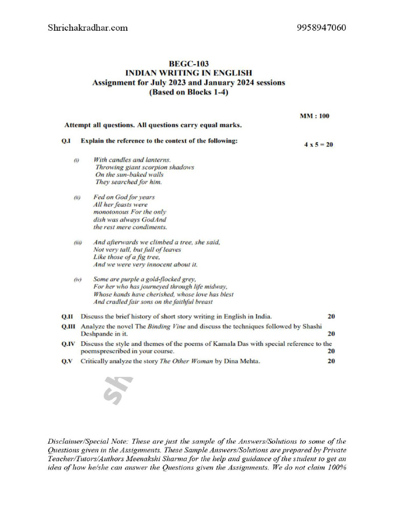 Begc 103 Solved Assignment | PDF