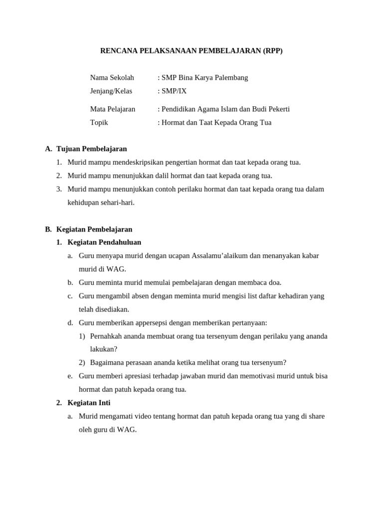 RPP Fix Kelas 9 | PDF