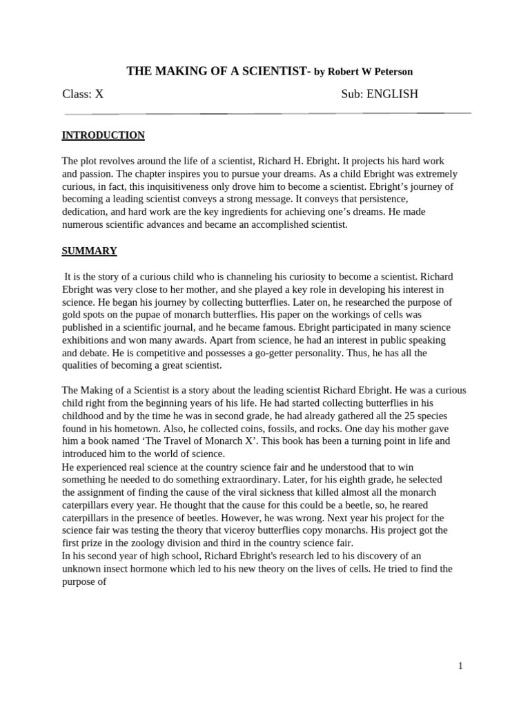 The Making of A Scientist | PDF