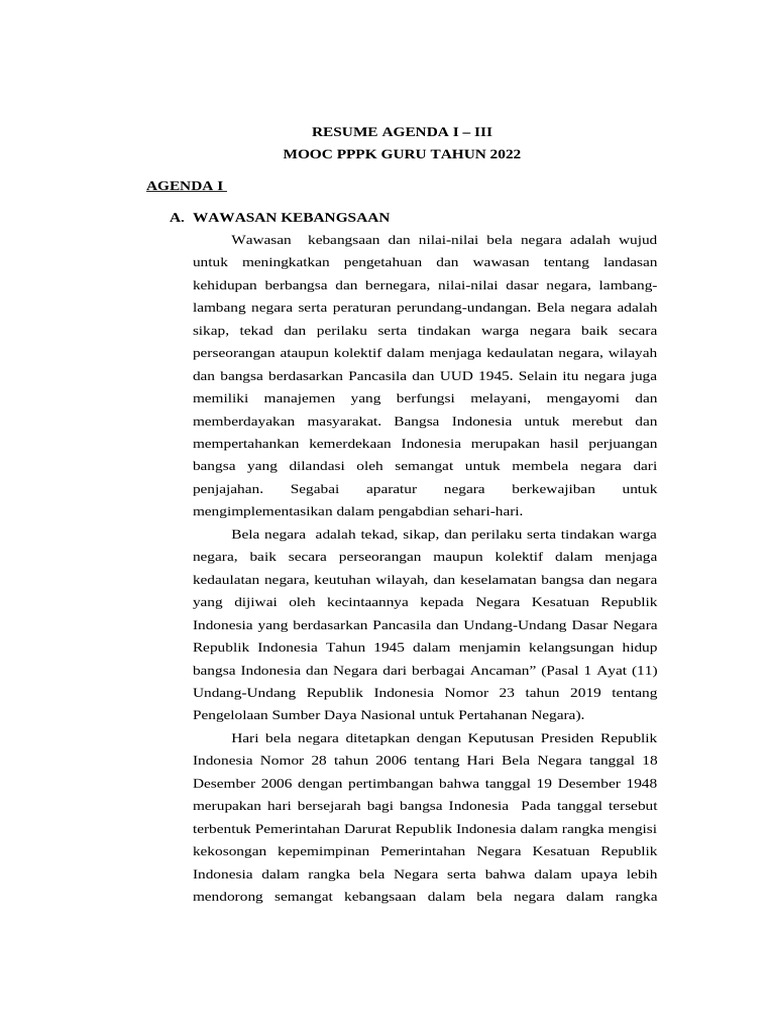 Resume Mooc PPPK Guru Agenda I-Iii | PDF