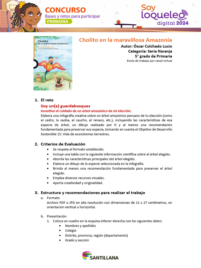 2024 - 5to. Prim - Reto - Cholito en La Maravillosa Amazonia | PDF