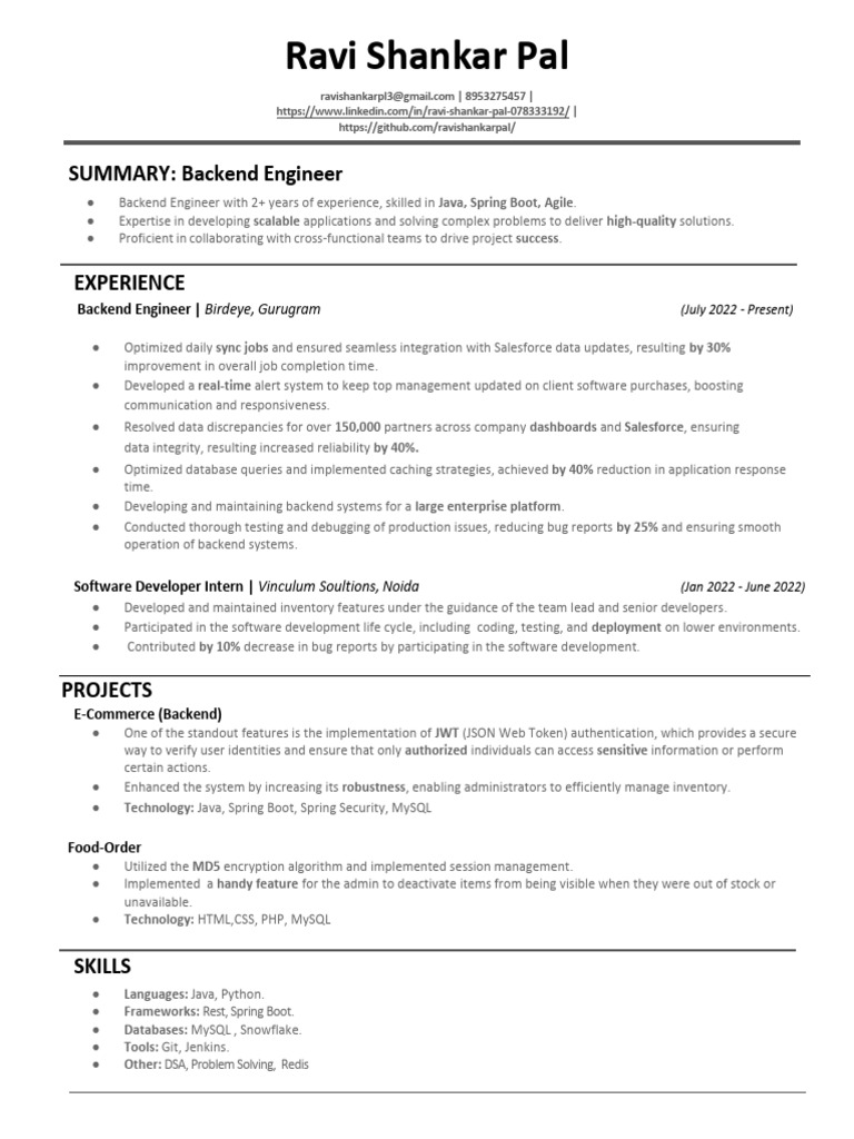 Ravi Shankar Resume | PDF