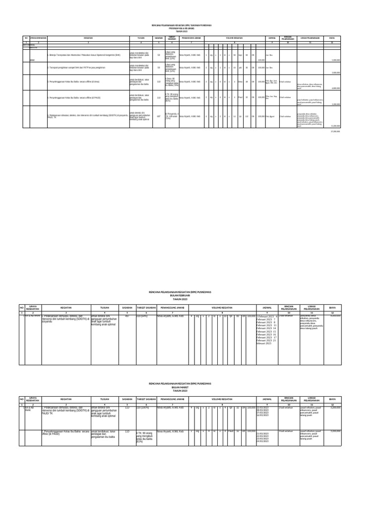 RPK Bulanan Anak 2023 | PDF