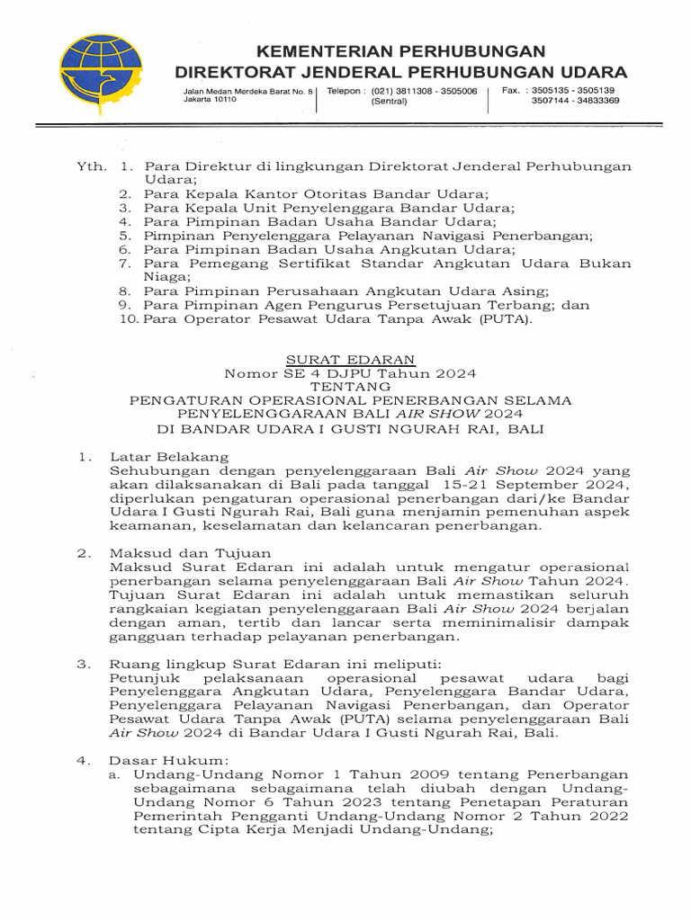 SE 4 DJPU Tahun 2024 | PDF