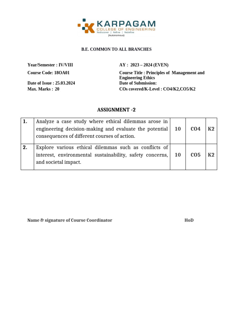 Pom Assignment - 2 QP | PDF
